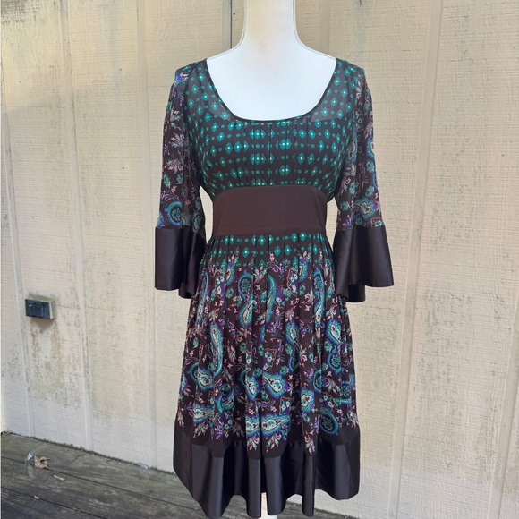 Gianni Bini | Dresses | Gianni Bini Teal And Brown Paisley Boho Midi ...